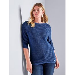 Emilia Lay - Pullover mit U-Boot-Ausschnitt, blau, Gr. 44 / L - Baumwolle