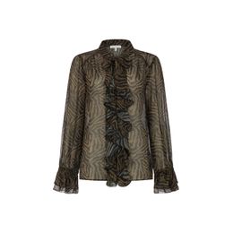 Lily & Lionel LILY AND LIONEL Damen Hemdbluse "Zendaya Ruffle Detail Zebra Print Shirt Damen"schwarz, Gr. 42, 100% Viskose, Blusen