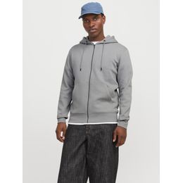 Jack & Jones Kapuzensweatjacke JACK & JONES "JJESTAR BASIC SWEAT ZIP HOOD NOOS", Herren, Gr. L, grau (ultimate grau), angeraute Sweatware, Obermaterial: 70% Baumwolle, 30% Polyester, unifarben, regular fit taillenbedeckt, ohne Ausschnitt, Rippb&uuml;ndchen, Sweatjacken, mit Kapuze