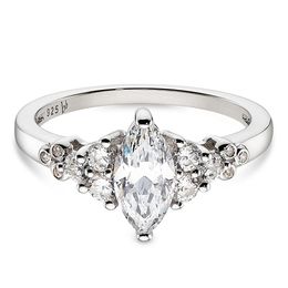 Silberring Bruno Banani "Schmuck Geschenk Verlobungsring rhodiniert" Gr. 58, silberfarben, kristallwei&szlig;, Fingerringe, Damen, 58, Silber 925 (Sterlingsilber), 1,7mm, Silberring, mit Zirkonia (synth.)
