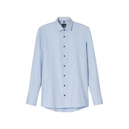 Businesshemd OLYMP "OLYMP No. Six 24/Seven, super slim, Modern Kent", Herren, Gr. 36, Normaler Arm, bleu, 64% Baumwolle, 27% Polyester, 9% Elasthan, Hemden