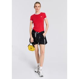 T-Shirt adidas originals "3S TEE SLIM", Damen, Gr. L, better scarlet, wei&szlig;, Obermaterial: 93% Baumwolle, 7% Elasthan, Rundhals, Shirts T-Shirt, sanft anliegende Passform, ohne Verschluss, f&uuml;r sportlichen Look