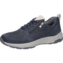 Waldl&auml;ufer Sneaker WALDL&Auml;UFER "H-TOM", Herren, Gr. 10 (44,5), dunkelblau, hellgrau, Nubukleder, unifarben mit Farbeinsatz, Schuhe Sneaker, Schn&uuml;rschuh, Komfortschuh in bequemer Schuhweite H (= sehr weit)