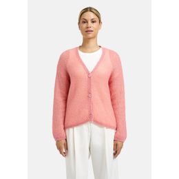Cardigan Milano Italy, Damen, Gr. M, neon coral, Material: 40% Polyacryl, 30% Mohair, 30% Polyamide, unifarben, oversize kurz, eingesetzt Rippb&uuml;ndchen, Strickjacken, in weicher Haptik