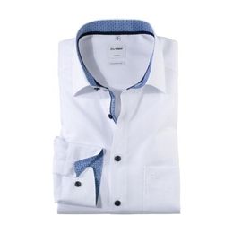 Businesshemd OLYMP "Luxor comfort fit", Herren, Gr. 41, N-Gr, wei&szlig; (wei&szlig; blau), Web, Obermaterial: 100% Baumwolle, kontrastfarbene Details, comfort fit, Hemden