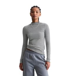 Marc O'Polo Langarmshirt MARC O'POLO DENIM "aus Bio-Baumwoll-Mix", Damen, Gr. L, dunkelblau, Obermaterial: 96% Baumwolle, 4% Elasthan, unifarben, Basic, slim fit, Babylock, Shirts Langarmshirt