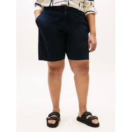 Chinoshorts Tommy Hilfiger Curve "CRV CO GMD BLEND CHINO SHORT", Damen, Gr. 50, N-Gr, schwarz night navy, Web, Obermaterial: 65% Baumwolle, 33% Lyocell, 2% Elasthan, unifarben, regular fit kurz, Hosen Chinoshorts, in gro&szlig;en Gr&ouml;&szlig;en
