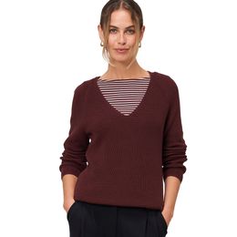 Zero Damen Strickpullover "Damen mit V-Ausschnitt"mystic berry, Gr. 44, Strick, Obermaterial: 60% Baumwolle, 40% Polyacryl, Pullover, Plain/ohne
