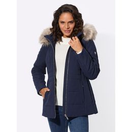 Steppjacke Casual Looks, Damen, Gr. 44, blau (marine), 100% Polyester, Fellimitat:63% Polyacryl, 24% Polyester, 13% Modacryl, Wattierung:100% Polyester, Jacken Steppjacke