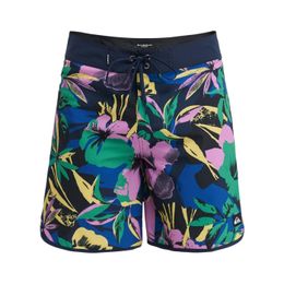 Boardshorts Quiksilver "Surfsilk Scallop 18", Herren, Gr. 32(M), schwarz navy interact floral, Obermaterial: 88% Microfaser, 12% Elasthan;, Hosen