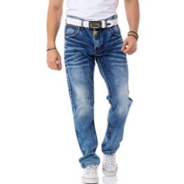 Cipo & Baxx Regular-fit-Jeans CIPO & BAXX, Herren, Gr. 29, L&auml;nge 32, blau (mid blau used), Denim/Jeans, Obermaterial: 100% Baumwolle, Abriebeffekte, Jeans