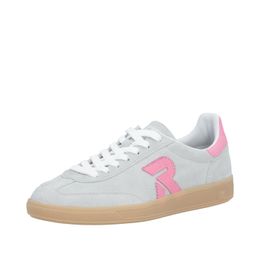 Sneaker RIEKER SPORT "San Diego Swing2GO", Damen, Gr. 36, eisblau, rosa, Veloursleder, unifarben mit Farbeinsatz, Schuhe Sneaker, Retro-Sneaker, Freizeitschuh, Halbschuh mit herausnehmbarem Fu&szlig;bett