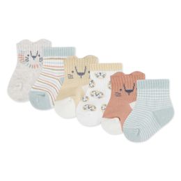 Socken HUGGIES BABYWEAR "HGHB 6PK SOCK", Damen, Gr. 2 (6), huggies sand htr, Baumwollmischung, Animal-Look, Intarsienmuster, normal, Socken Socken, mit Stickerei