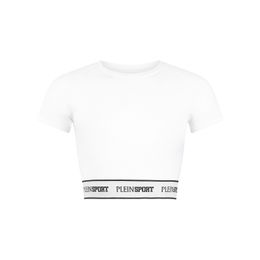 T-Shirt Plein Sport "Fleece Cropped T-Shirt", Damen, Gr. L, 01, wei&szlig;, Obermaterial: 69% Polyamid, 31% Elasthan, Shirts T-Shirt