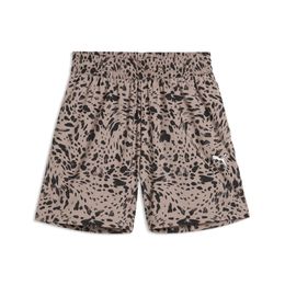 Shorts Puma "Essentials Graphics Animal High-Rise Bedruckte 4" Shorts Damen", Damen, Gr. L, Normalgr&ouml;&szlig;en, sandstone beige, Obermaterial: 100% Polyester, bedruckt, regular fit, Hosen Shorts