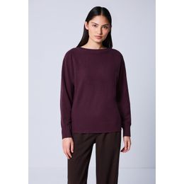 Strickpullover STREET ONE STUDIO, Damen, Gr. 40, royal plum, Stoff, 30% Polyester, 27% Polyacryl, 23% Polyamid, 20% Viskose, unifarben, normal normal, U-Boot-Ausschnitt, Rippb&uuml;ndchen, Pullover Strickpullover, mit U-Boot-Ausschnitt