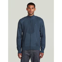 G-Star Raw Cardigan G-STAR "3D Biker Full Zip Knit", Herren, Gr. XXL, india ink, salute, Obermaterial: 50% Baumwolle, 50% Polyacryl, Strickjacken