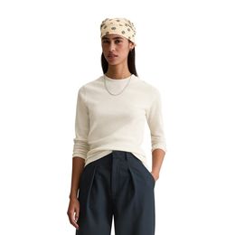 Marc O'Polo Langarmshirt MARC O'POLO DENIM "aus elastischem Bio-Baumwolle-Mix", Damen, Gr. L, beige (desert melange), Obermaterial: 96% Baumwolle, 4% Elasthan, unifarben, Basic, slim fit, Rundhals, Shirts Langarmshirt