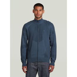 G-Star Raw Cardigan G-STAR "3D Biker Full Zip Knit", Herren, Gr. L, india ink, salute, Obermaterial: 50% Baumwolle, 50% Polyacryl, Strickjacken