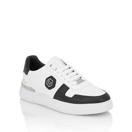 Sneaker Philipp Plein "Cocco Crocco Gepr&auml;gt", Damen, Gr. 37, Normalschaft, 0102, wei&szlig;, schwarz, Schuhe Sneaker