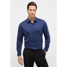 Langarmhemd Eterna "MODERN FIT", Herren, Gr. 46, Normalgr&ouml;&szlig;en, dunkelblau, Twill, 100% Baumwolle, tailliert, Manschette, Hemden, NON IRON (b&uuml;gelfrei)