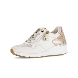 Sneaker Gabor "Sneaker low Materialmix Leder/Lederimitat", Damen, Gr. 38,5, beige, Schuhe Sneaker