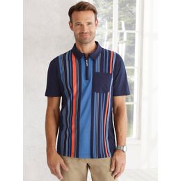 Poloshirt CLASSIC "Poloshirt", Herren, Gr. 48/50, blau (marine, gestreift), 100% Baumwolle, gemustert, gestreift, mehrfarbig, ohne Ausschnitt, Shirts