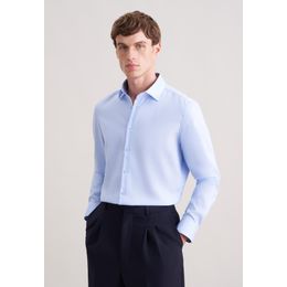 Businesshemd Seidensticker "Schwarze Rose", Herren, Gr. M (39), normale &Auml;rmell&auml;ngen, blau, 100% Baumwolle, unifarben, slim fit, 2-Knopf-Manschette, Hemden, Slim 1/1 Kentkragen Uni