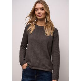 Strickpullover Street One, Damen, Gr. 44, rustic braun meliert, Strick, Obermaterial: 37% Polyacryl, 29% Baumwolle, 29% Polyester, 5% Nylon, h&uuml;ftlang, Rundhals, Pullover Strickpullover, mit Rundhals, strukturiert