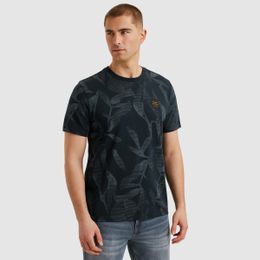 PME-Legend T-Shirt PME LEGEND "Short sleeve r-neck slub jersey aop", Damen, Gr. M, grau (salute), Jersey, Obermaterial: 100% Baumwolle, bedruckt, regular fit taillenbedeckt, Rundhals, gerader Abschluss, Shirts T-Shirt, mit All-Over Print
