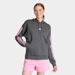 Kapuzensweatshirt adidas Sportswear "W 3S FL HD", Damen, Gr. L, grau six, st tropic bloom, Obermaterial: 55% Baumwolle, 36% Polyester, 9% Viskose, normal, Rundhals, Sweatshirts