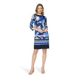 Shirtkleid Betty Barclay "Damen mit 3/4 Arm", Damen, Gr. 42, Normalgr&ouml;&szlig;en, dunkelblau, blau, Obermaterial: 85% Viskose, 13% Polyester, 2% Elasthan; Besatz: 85% Viskose, 13% Polyester, 2% Elasthan, figurumspielend kurz, U-Boot-Ausschnitt, Kleider Shirtkleid