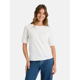 LIEBLINGSST&Uuml;CK Rundhalsshirt LIEBLINGSST&Uuml;CK "CandiceEP", Damen, Gr. 4XL, sanftes wei&szlig;, Jersey, Obermaterial: 95% Baumwolle, 5% Elasthan, unifarben, regular fit taillenbedeckt, Rundhals, Shirts Rundhalsshirt, mit Statement-Stickerei und im Batik-Look