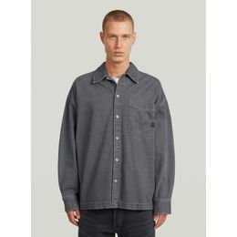 G-Star Raw Langarmshirt G-STAR "Boxy Fit Overshirt", Damen, Gr. M, india ink, folkstone gray double dye gd, Obermaterial: 75% Baumwolle, 25% Baumwolle, Shirts Langarmshirt