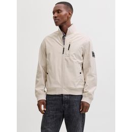 Jack & Jones Softshelljacke JACK & JONES "JJEPARKER SOFTSHELL BOMBER SN", Herren, Gr. M, moonbeam, Web, Obermaterial: 100% Polyester, unifarben, Jacken Softshelljacke, mit Brust-Rei&szlig;verschluss