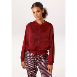 Blouson Aniston CASUAL, Damen, Gr. 46, dunkelrot, Cr&ecirc;pe;Satin, Obermaterial: 100% Polyester, Crinkleoptik, leicht gl&auml;nzend, unifarben, l&auml;ssig geschnitten taillenbedeckt, Rippb&uuml;ndchen, Jacken Blouson, mit Tunnelzug im Saum - NEUE KOLLEKTION