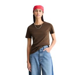 Marc O'Polo T-Shirt MARC O'POLO DENIM "aus weichem Rippjersey", Damen, Gr. L, hazelnut braun, Obermaterial: 96% Baumwolle, 4% Elasthan, unifarben, Basic, slim fit, Rundhals, normaler Saum, Shirts T-Shirt