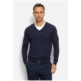 Strickpullover OLYMP "OLYMP Casual Strick", Herren, Gr. L, marine, 85% Schurwolle, 15% Seide, Pullover Strickpullover