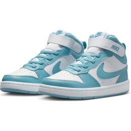 Sneaker Nike Sportswear "COURT BOROUGH MID 2 (PSV)", M&auml;dchen, Gr. 29,5, wei&szlig;, denim turq, Leder, Synthetik, Schuhe Sneaker, Design auf den Spuren des Air Force 1, f&uuml;r Kinder