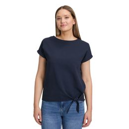 Kurzarmshirt Betty Barclay "Damen mit Schleifenknoten", Damen, Gr. 36, blau (dunkelblau), Sweatware, Obermaterial: 63% Baumwolle, 33% Polyester, 4% Elasthan, loose fit normal, U-Boot-Ausschnitt, Shirts
