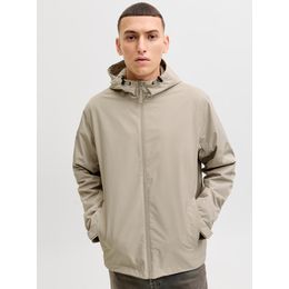 Jack & Jones Outdoorjacke JACK & JONES "JJEFLYNN FUNCTIONAL JACKET NOOS", Herren, Gr. XL, string, Web, Obermaterial: 100% Polyester, unifarben, regular fit h&uuml;ftlang, hoch geschlossener Ausschnitt, Jacken Outdoorjacke, mit Kordelzug