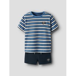 T-Shirt name it "NMMJELLAN/JANKO NREG SET PB", M&auml;dchen, Gr. 104, marinapack, Jersey, Obermaterial: 100% Baumwolle, gestreift, regular fit, Rundhals, Shirts T-Shirt