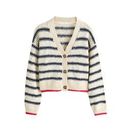 next Strickjacke M&auml;dchen Gr&ouml;&szlig;e 110 hellbeige / navy / rot
