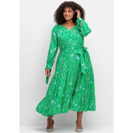sheego by Joe Browns Damen Maxikleid mit filigranem Druck, gr&uuml;n, Gr&ouml;&szlig;e 54