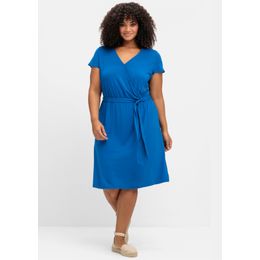 sheego Damen Jerseykleid, Blau, Gr. 46, Shirtkleider, Material: Viskose