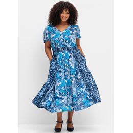Damen Druckkleid, Blau, Gr. 44, sheego by Joe Browns, Druckkleider, Material: Viskose