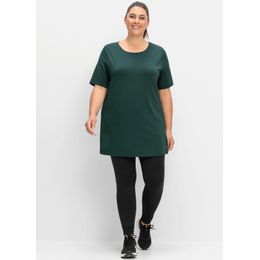 sheego Damen Funktionsshirt in Longform, tiefgr&uuml;n, Gr&ouml;&szlig;e 48/50