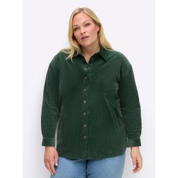 sheego Damen Hemdbluse, Gr&uuml;n, Gr. 40, Blusen langarm, Material: Baumwolle