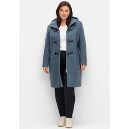 sheego Gro&szlig;e Gr&ouml;&szlig;en Dufflecoat mit Knebelkn&ouml;pfen, taubenblau, Gr&ouml;&szlig;e 52 - Damen