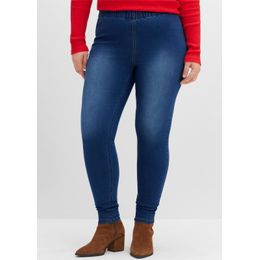 sheego Damen Jeansjeggings, Bunt, Gr. 50, R&ouml;hrenhosen, Material: Baumwolle
